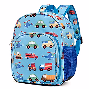 CLUCI Toddler Backpack for Boys Girls Kids Backpack Preschool Kindergarten Child Bookbag Travle Cute Blue Car Daycare Backpack