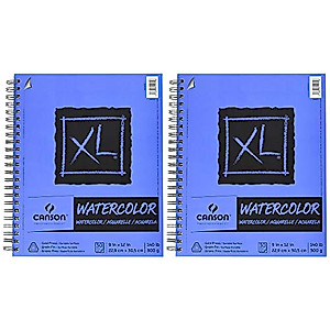 2-Pack Bundle - Canson XL Series Watercolor Paper - 9 x 12 inch - Textured, Cold Press - Side Wire Bound, 140 Pound, 30 Sheets Each