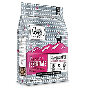 "I and love and you" Lovingly Simple Dry Cat Food, Salmon and Sweet Potato Recipe, Limited Ingredient Formula, Poultry Free, For Allergies and Healthy Skin, Grain Free, 3.4lb Bag