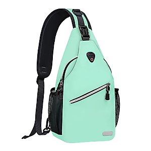 MOSISO Sling Backpack, Multipurpose Crossbody Shoulder Bag Travel Hiking Daypack, Mint Green, Medium