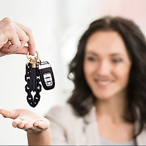 Pemilosci Keychain Wristlet Stylish Acrylic Keychain Bracelet for Women Car Keys with Tassel Bag Charm Pendant Keychain (Black)…