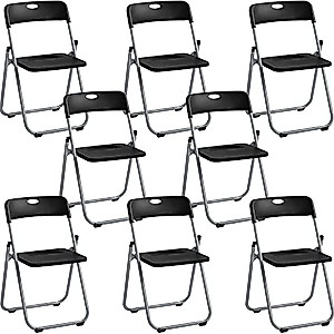 8 Pack Folding Plastic Chairs Pack Steel Folding Dining Chairs Folding Chairs Bulk Fold Up Event Chairs Portable Plastic Chairs with Steel Frame 440lb for Events Office Wedding Indoor Outdoor (Black)