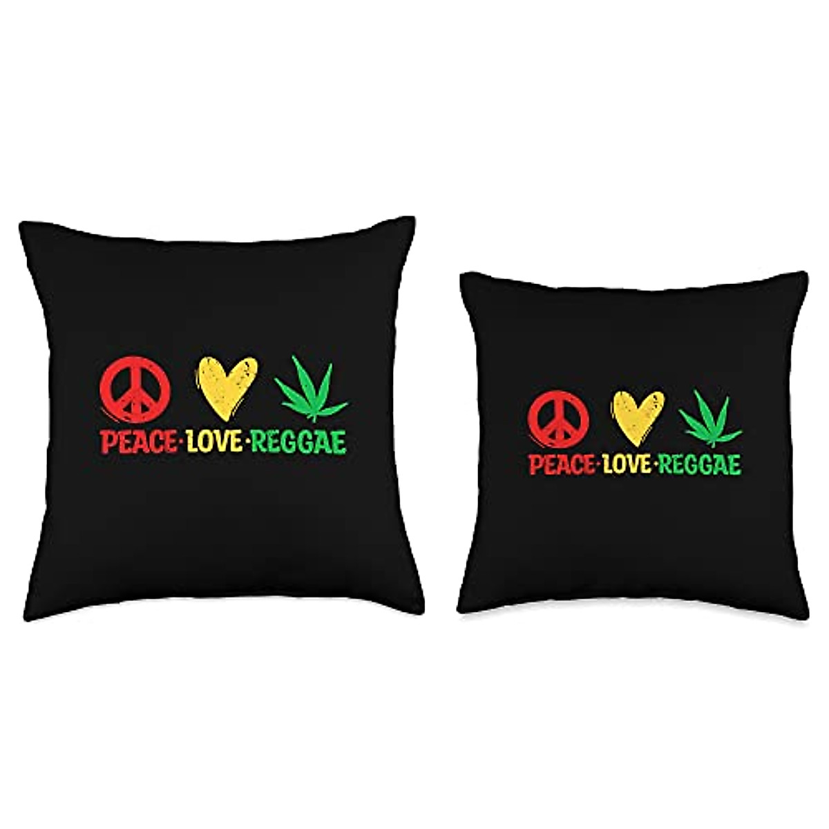 Reggae Music I Jamaica Reggae I Reggae Lover Peace Love Rasta I Rastafari I Jamaican Reggae Throw Pillow, 16x16, Multicolor