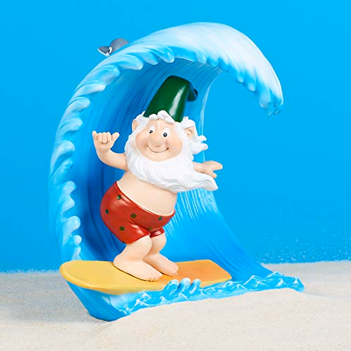 Dawn & Claire Gneptune The Gnarly Gnome Surfer Statue for Garden, Lawn, Yard, Book Shelf, Desk Beach Decoration, Unique Novelty Surfing Gift Idea