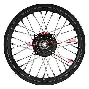 Trkimal Rear Wheel Rim Hub for Motocross Off Road Dirt Pit Bike (80/100-12 (12mm Bearing))