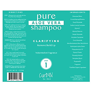 CurlMix Shampoo for Curly and Kinky Hair with Aloe Vera - Watermelon Fragrance - Clarifies and Moisturizes Ethnic and Natural Hair - Organic, Handmade, Shampoo for Natural Hair and Softer Curls - Paraben Free - Sulfate Free - 8oz