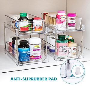 World-in-one 2 Tier Bathroom Storage Organizer, Clear Under Sink Organizers Vanity Counter Storage Container, Pantry Cabinet Drawers Bins, Pull-Out Organization, 1Pack, Transparent, TM 01
