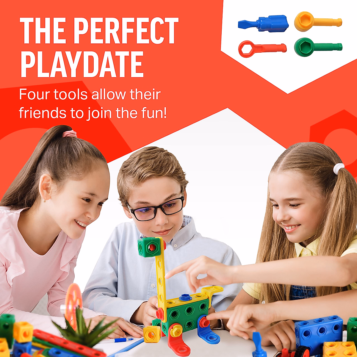 Brickyard Building Blocks STEM Toys - Educational Building Toys for Kids Ages 4-8 with 101 Pieces, Tools, Design Guide and Toy Storage Box, Gift for Boys & Girls