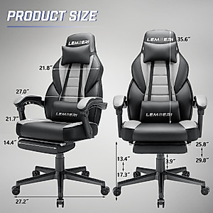 LEMBERI Gaming Chairs with Footrest,Ergonomic Video Game Chairs for Adults,Big and Tall Chair 400lb Weight Capacity, Racing Style Computer Gamer Chair with Headrest and Lumbar Support