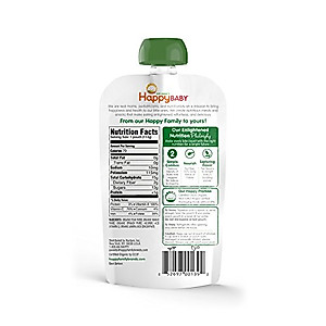Happy Baby Organic Stage 2 Baby Food Simple Combos Pear Mango Spinach, 4 Ounce Pouch (Pack of 8) Resealable Baby Food Pouches, Fruit & Veggie Puree, Organic Non-GMO Gluten Free Kosher