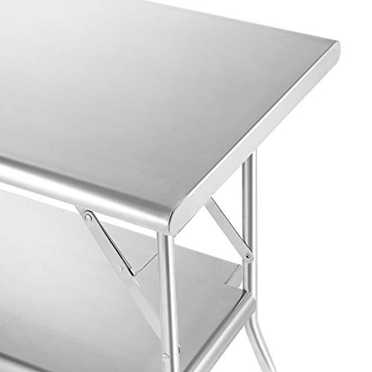 GRIDMANN Stainless Steel Folding Table 48 x 24 Inch with Under Shelf, NSF Kitchen Prep & Work Table