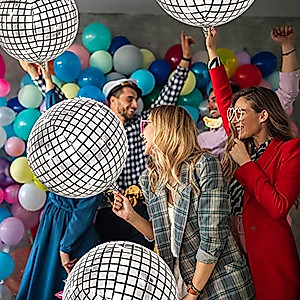 12 Pack Disco Balloons,22 Inch Large Disco Balloons 4D Silver Laser Balloons Metallic Mirror Mylar Balloons for 70s Disco Party Decorations Birthday Party