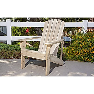 Shine Company Mid-Century Modern Wooden Adirondack Chair, Outdoor Patio Firepit Chairs, Back & Seat Pre-Assembled, Natural