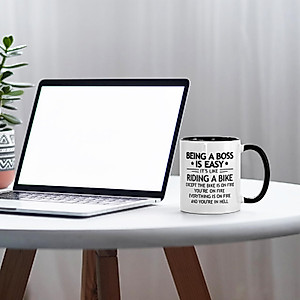 YHRJWN Boss Day Gifts, Bosses Day Gifts for Women Men, Bosses Day Gifts for Men, Boss Gifts, Boss Lady Gifts for Women, Christmas Birthday Thank You Gifts for Boss, Boss Mug, 11 Oz