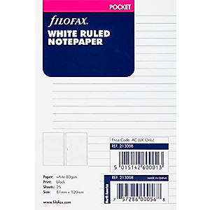 Filofax Pocket Ruled White (B213008)