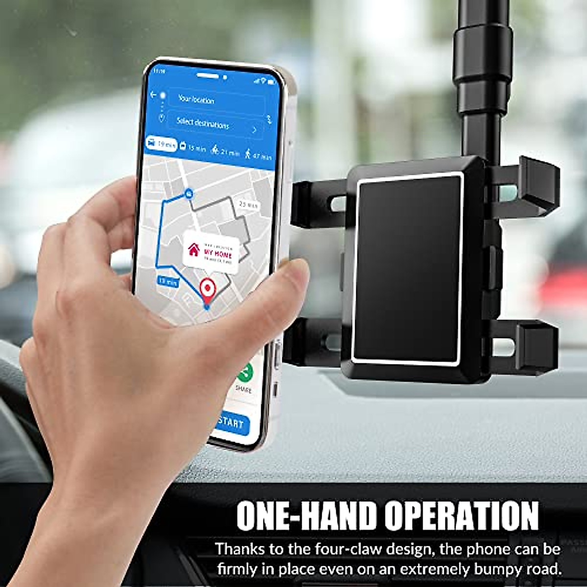 SXhyf Rear View Mirror Phone Holder, 2023 Rotatable and Retractable Car Phone Holder, Universal Car Phone Holder Mount, Cell Phone Holder Car Fit for iPhone 11 12 13 14 Pro Max Samsung All Phone