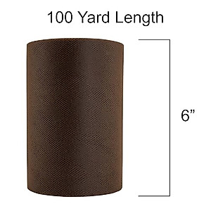 Tulle Fabric Roll | 6” by 100 Yards | Polyester Spool for Crafts Decorations Tutu Weddings Costumes Skirts Parties and More – by Craft Forge (Brown)
