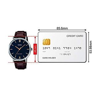 Casio MTP-VT01L-2B Men's Minimalistic Blue Dial Brown Leather Band Analog Watch