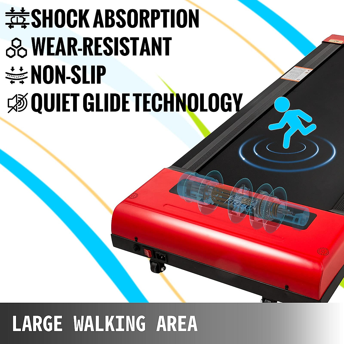 Happybuy Under Desk Treadmills, Digital Display Treadmill Machine with Remote Control,1-6.0km/h Speed Portable Walking Machine, for Home Indoor Exercise, Black&Red