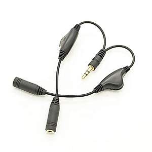 BD&M [2-Pack] Headphone AUX Splitter 3.5mm Audio Stereo Y Splitter Extension Cable Male to Female Dual Headphone Jack Adapter for Earphone Headset Male to 2 Ports 3.5mm Female with Volume Control