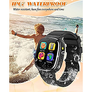 Waterproof Kids Smart Watch Boys Gifts for 3-12 Year Old Girls Kids Watches with 24 Puzzle Games HD Touchscreen Video Camera Music Player Pedometer Story Books Flashlight 13 Alarm Clock Learning Toys