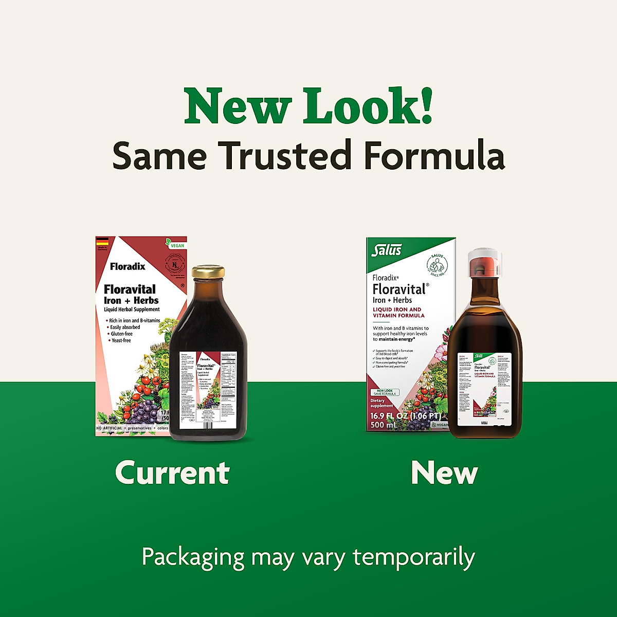 Floradix Floravital Liquid Iron & Vitamins Formula - Liquid Iron Supplement with B Complex Vitamins & Herbs for Energy Support - Vegan, Gluten-Free, Yeast- Free, Non-GMO - 17 oz