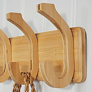 Honsky Wall Mounted Coat Rack, 17” Wall Coat Rack with 4 Hooks,Bamboo Coat Hook Wall Mounted,Large Coat Hanger Wall Mounted for Hanging Coat,Clothes,Jacket,Natural