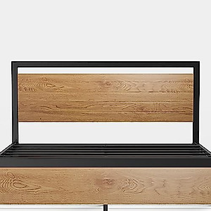 BONSOIR Full Size Bed Frame Steady Steel Platform with Wood Headboard/Footboard (Full Size)