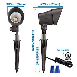 LEONLITE Low Voltage LED Landscape Spotlight, 12V AC/DC Die-cast Aluminum Low Voltage Garden Lights, CRI90+ Waterproof for Outdoor Yard Bush Lighting, Bronze, 3000K Warm White, Pack of 6