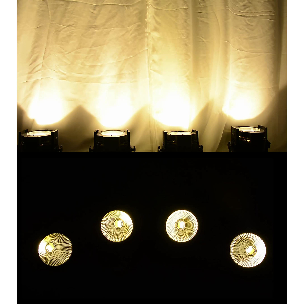 BETOPPER Stage Spotlight, 100W LED DMX Light, Warm & Cold White Spot Light COB Stage Lighting, Strobe Lighting for Church, Parties, Wedding, Theatre, Live Events, Stage etc.(4 Packs)