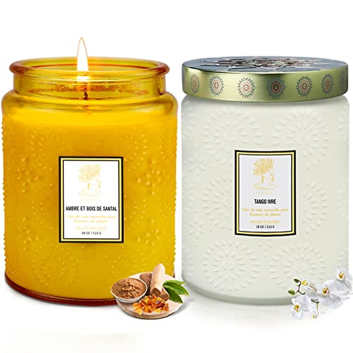 Candles, Amber Candles Relief Scented Candle, 2 Pack 36oz Large Glass Jar Candles for Home Scented, 280 Hours Long Lasting Aromatherapy Soy Candle, Gifts for Women Mother and Friend