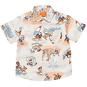 Paw Patrol Rubble Marshall Chase Little Boys Hawaiian Button Down Shirt Khaki 7-8