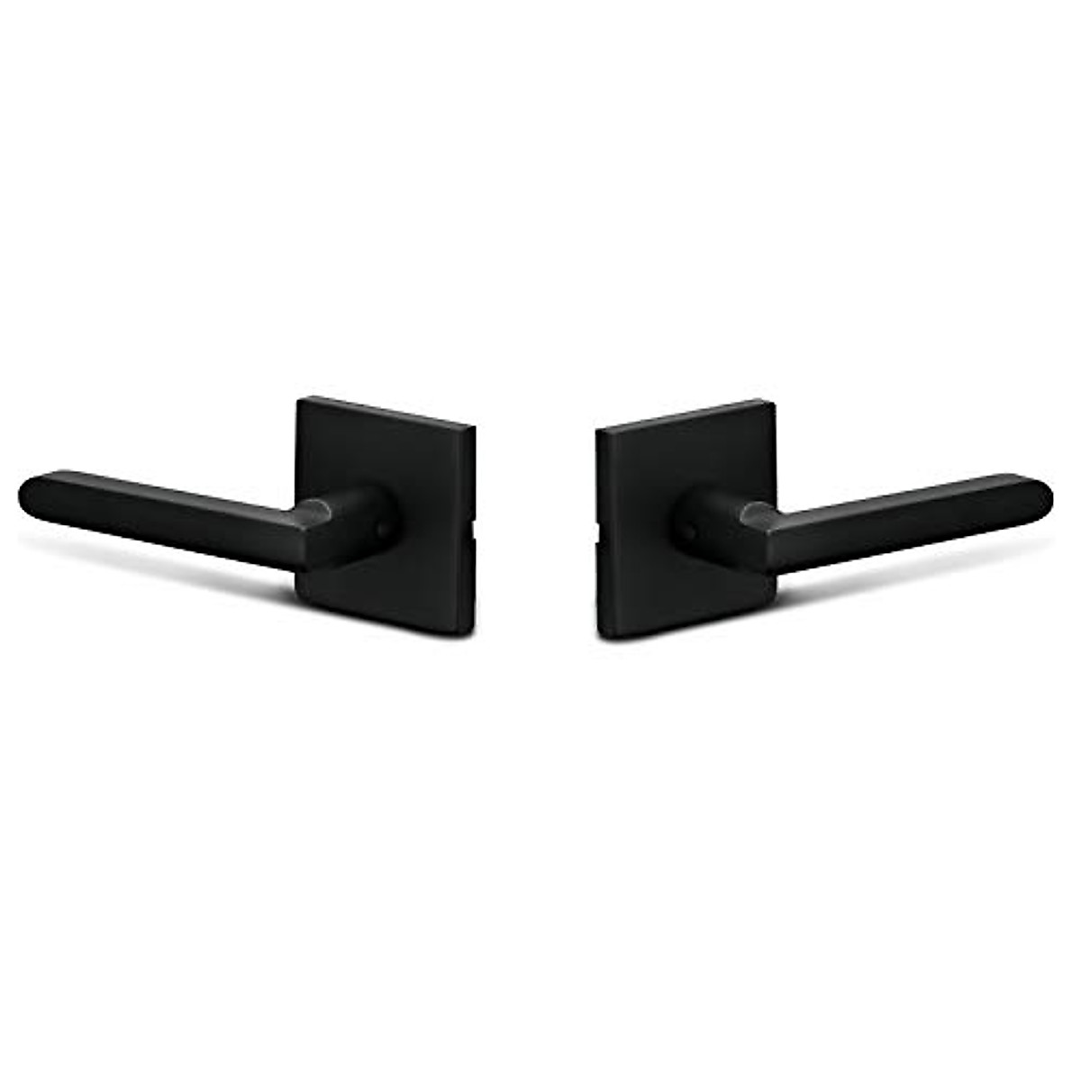 Berlin Modisch Dummy Lever Door Handle Pack of 2 Slim Square Non-Turning Single Side Pull Only Lever Set [for Closet or French Doors] Heavy Duty - Iron Iron Black Finish