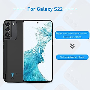 SlaBao Galaxy S22 Battery Case 4800mAh, Kickstand & Dual Device Charging Case, Rechargeable Backup Charger Case for Samsung Galaxy S22 5g(6.1") Black