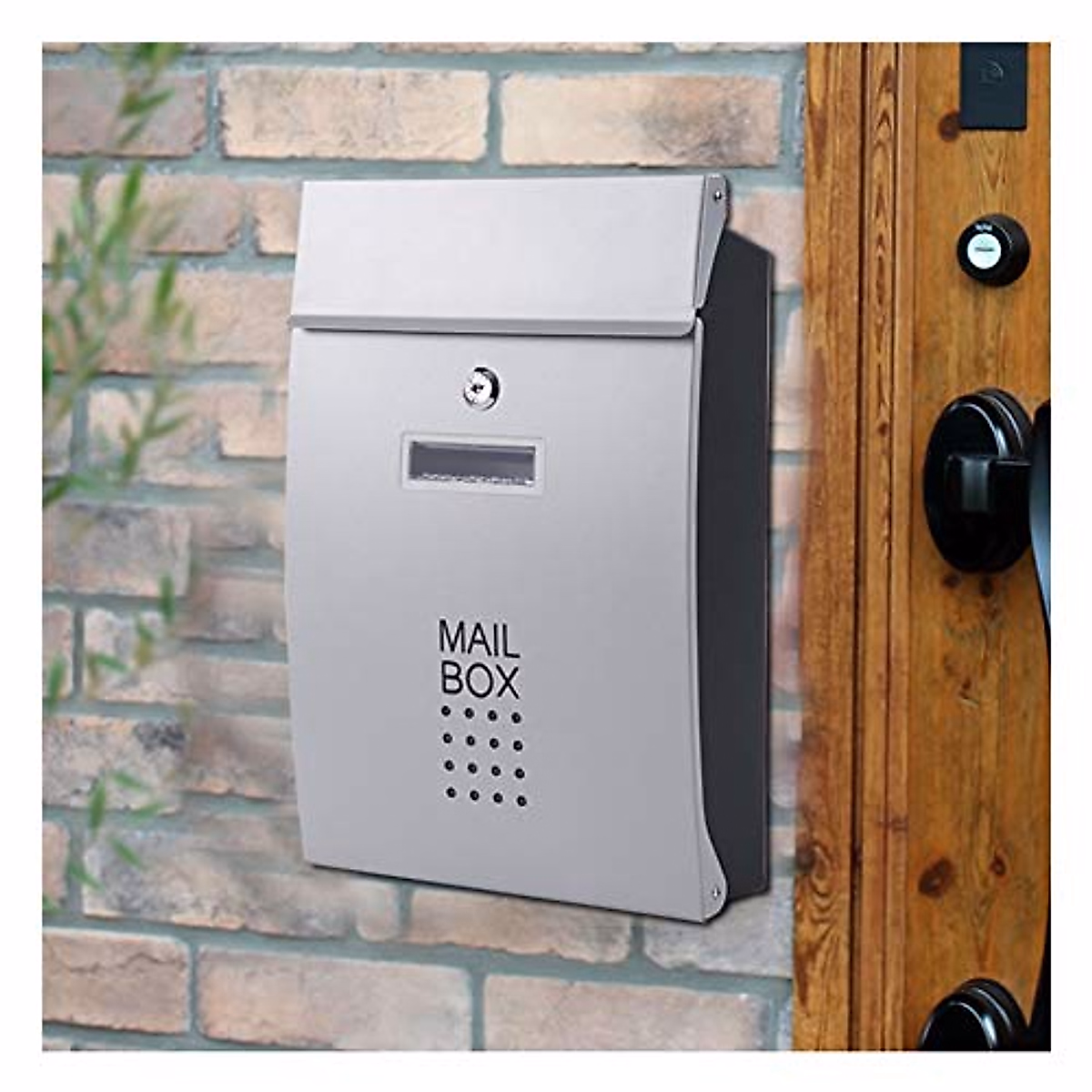 Mailboxes for Outside Mailbox Wall Mount Mailbox Post Box Outdoor Wall-Mounted Stainless Steel Mail Box Suggested Box with Lock European Rainproof Villa (Color : Silver)