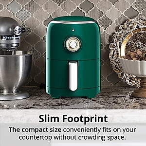 Aria Premium 2 Qt. Retro Style Ceramic Air Fryer, Dark Green/White Trim