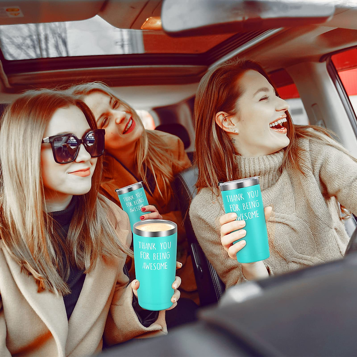 Gtmileo Thank You Gifts for Women, 2 Pack Thank You for Being Awesome Stainless Steel Insulated Travel Tumbler, Appreciation Christmas Gifts for Coworker Teacher Employee Friends(20oz, Rose Gold&Mint)