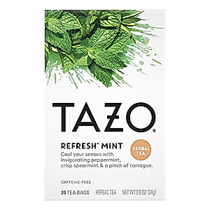TAZO REFRESH Mint Herbal Tea Bags, Caffeine-Free, 20 Herbal Tea Bags, 6 Count