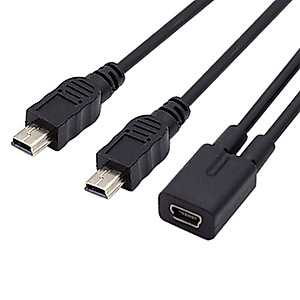 chenyang Mini USB Female 1 to 2 Mini USB Male Splitter Extension Charge Cable