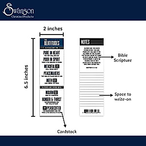 Christian Bookmarks - Inspirational Religious Bookmarks for Kids, Teens, Men or Women - Bible Bookmarks with Scriptures - The Beatitudes Bookmark (KJV) - Package of 25.