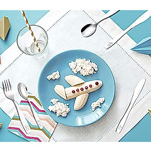 Exzact Exzact Children's Flatware Kids Silverware 18pcs/Toddler Utensils - 6 x Forks, 6 x Safe Dinner Knives, 6 x Dinner Spoons - Engraved Dog Cat Bunny