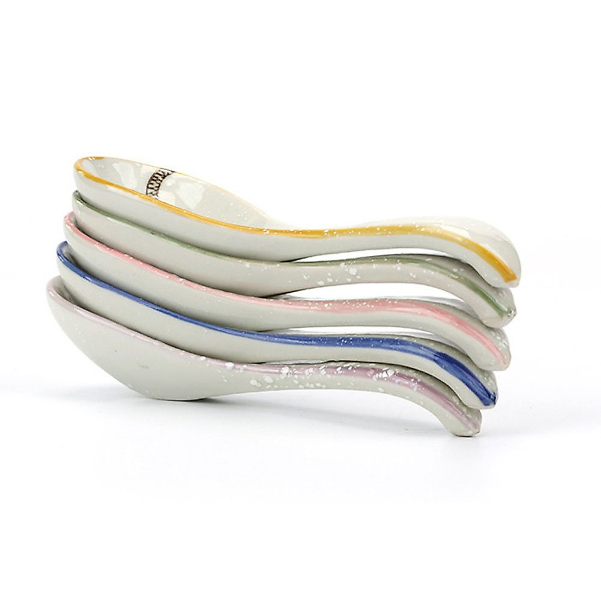 5pcs Ceramics Japanese Fortune Cat Lucky Cat Hand Painted Soup Spoons