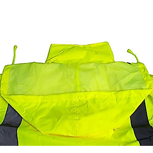 RK Safety Class 3 Rain suit, Jacket, Pants High Visibility Reflective Black Bottom RW-CLA3-LM11 (Large, Lime)