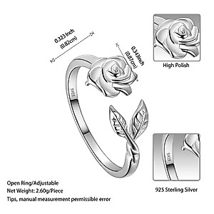 Adjustable Rose Flower Ring for Women s Princess Wedding Engagement Band Elegant Rose Ring Wedding Jewelry FR0019W