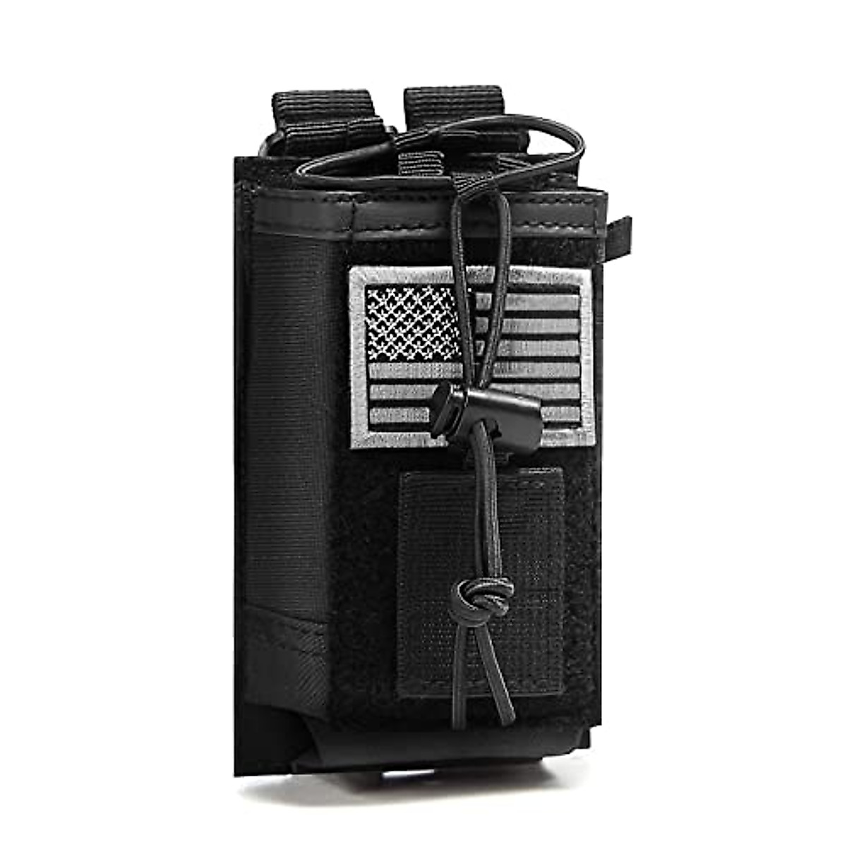 Tactical Radio Holder Radio Case Molle Radio Holster Military Heavy Duty Radios Pouch Bag for Two Ways Walkie Talkies Adjustable Storage with 1 Pack Patch