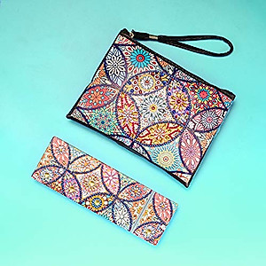 5D DIY Diamond Makeup Storage Handbag & Clear Plastic Jewelry Box Storage Organizer, PU Leather Handmade Purse with Storage Case Plastic for Kids and Adult Beginners (2pack）