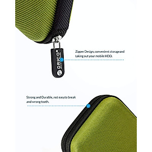 ORICO Hard Drive Case 2.5 inch External Drive Storage Carrying Bag Waterproof Shockproof with Inner Size 5.5x3.5x1.0inch for Organizing HDD and Electronic Accessories, Green(PHD-25)