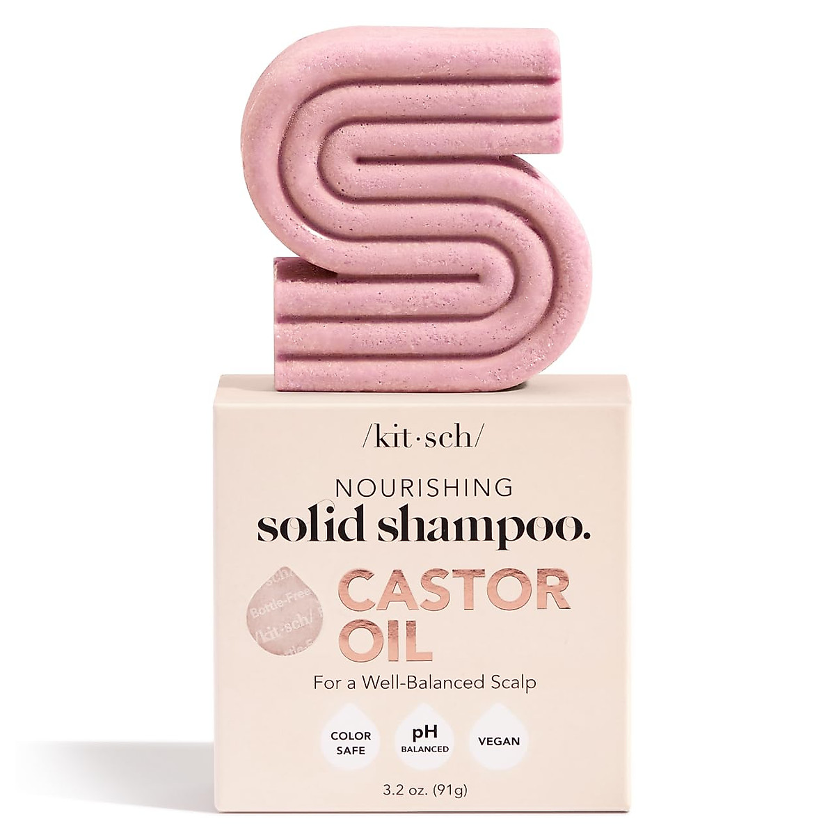 Kitsch Castor Oil Shampoo Bar for Hair Growth | Vegan & All Natural Solid Shampoo | Made in USA | Hydrating & Moisturizing Bar Shampoo for Dull & Dry Hair | Strengthens Hair | Paraben Free, 3.2oz