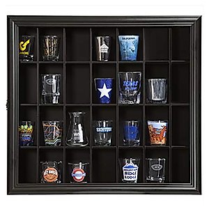 Gallery Solutions 18x16 Shot Glass Hinged Front Display Case, 18" x 16", Black