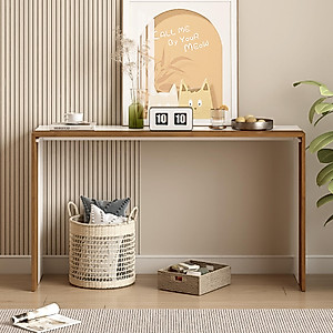 Color-Blocked Console Table, Modern Minimalist Style Sofa Table for Entrance, Hallwayand Living Room, White and Brown